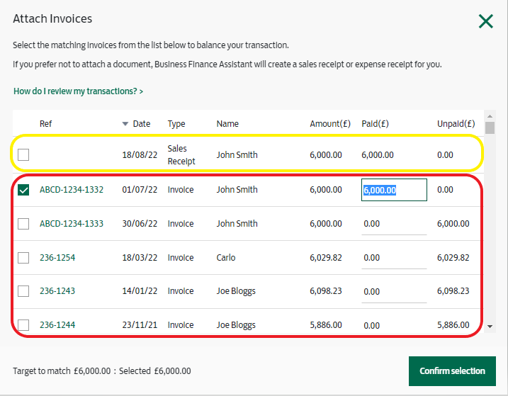 How do I correctly match documentary evidence to my bank transactions ...